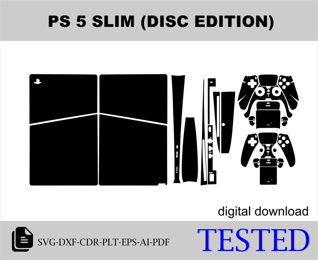 Ps5 Slim Digital Edition Skin Cutting File With Controller Skin Vector ...