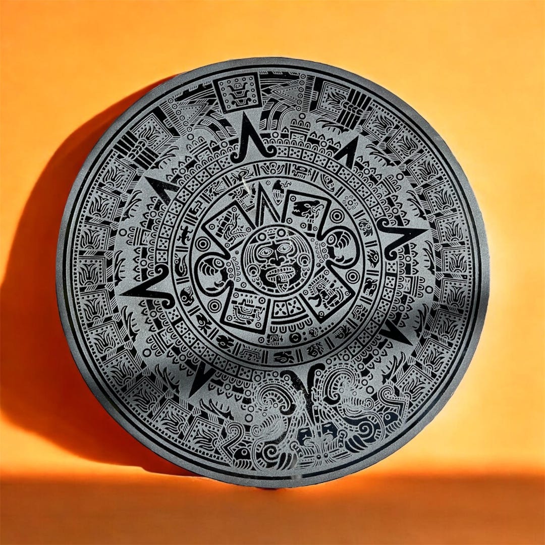 Obsidian Aztec Calendar, Engraved Mirror, Mayan Mirror, Aztec Mirror ...