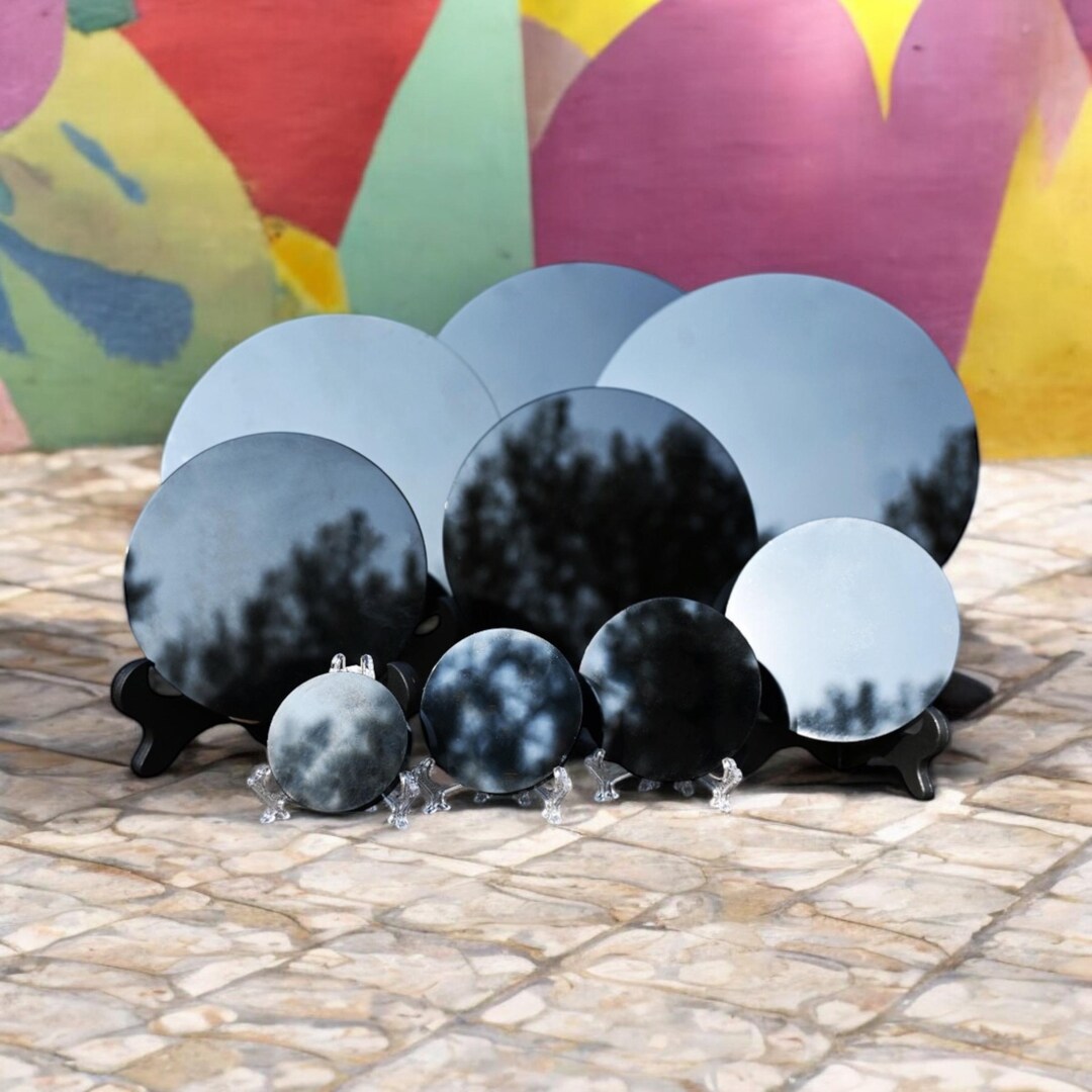 Natural Obsidian Mirror, Black Obsidian, Glass Mirror, Home Decoration ...