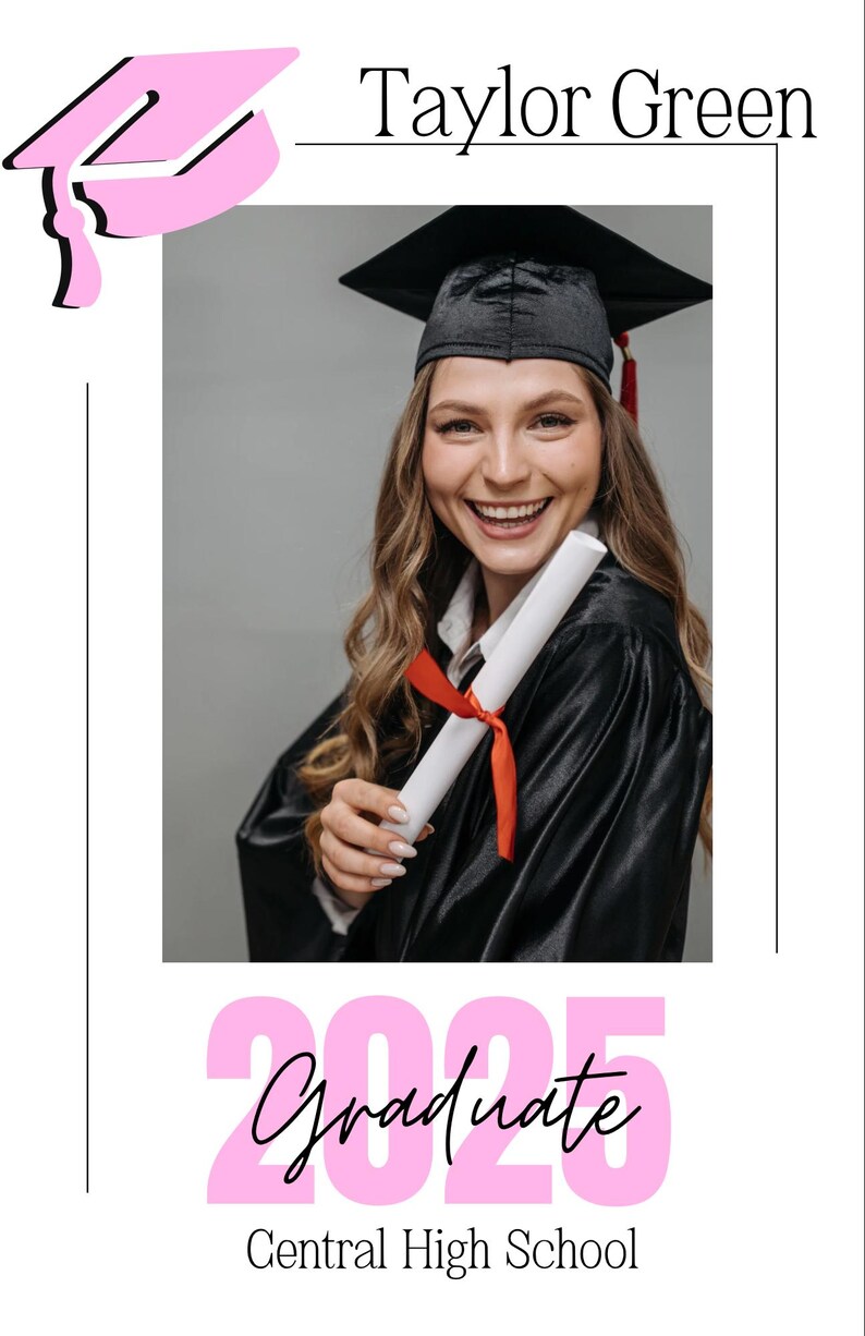 Editable Grad Announcement Template Simple - Etsy