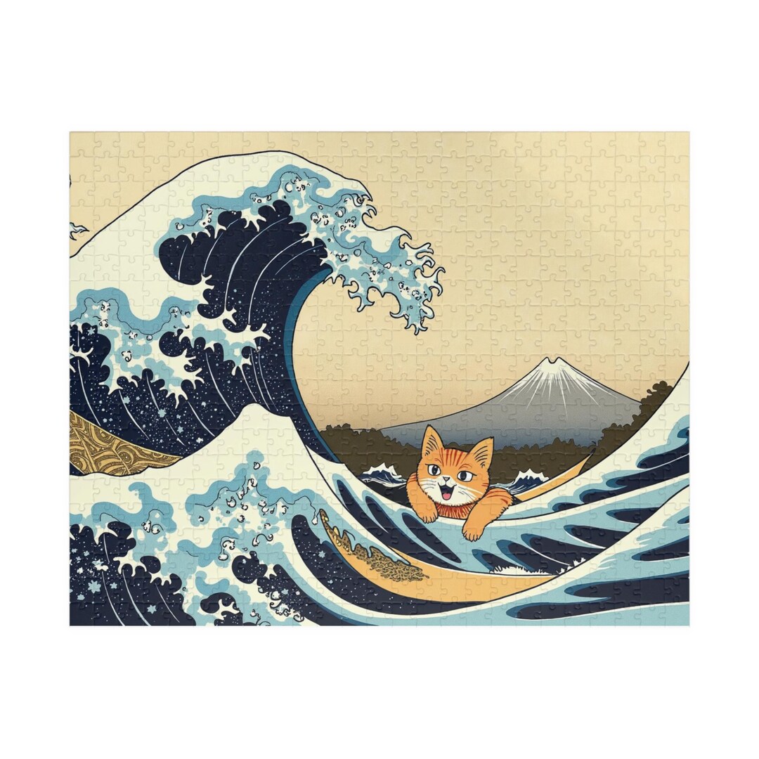 1000 Piece Cat Jigsaw Puzzle – the Great Wave Cat in Ukiyo-e Style ...