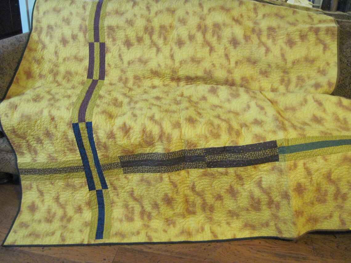 Multi-colored Quilt, Gold Quilt, Gender Neutral Quilt, Handmade Quilt ...