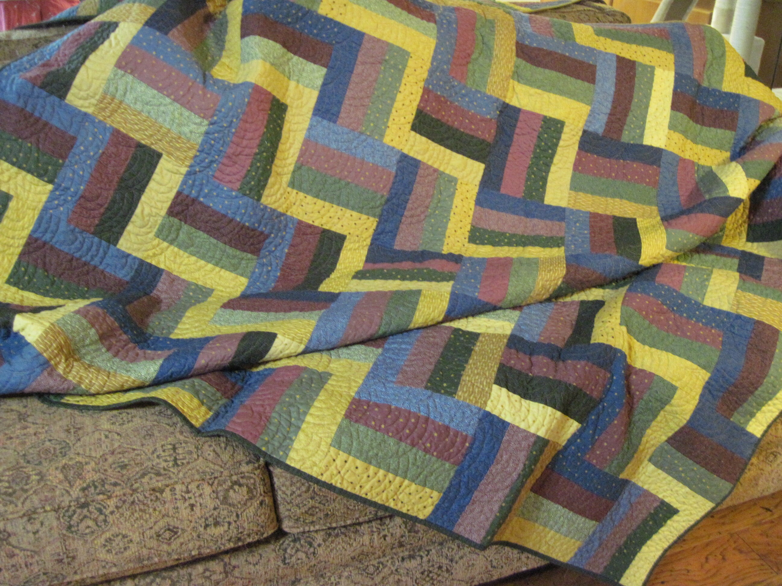 Multi-colored Quilt, Gold Quilt, Gender Neutral Quilt, Handmade Quilt ...