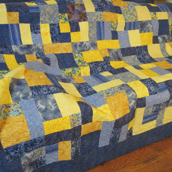 Blue Yellow Quilt - Etsy