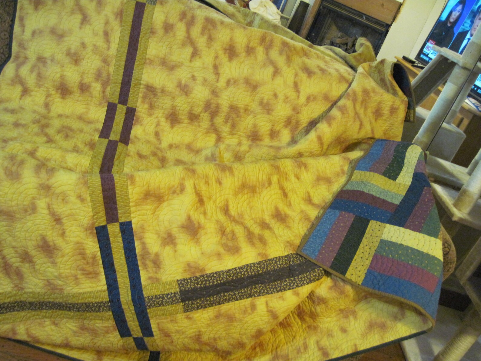 Multi-colored Quilt, Gold Quilt, Gender Neutral Quilt, Handmade Quilt ...