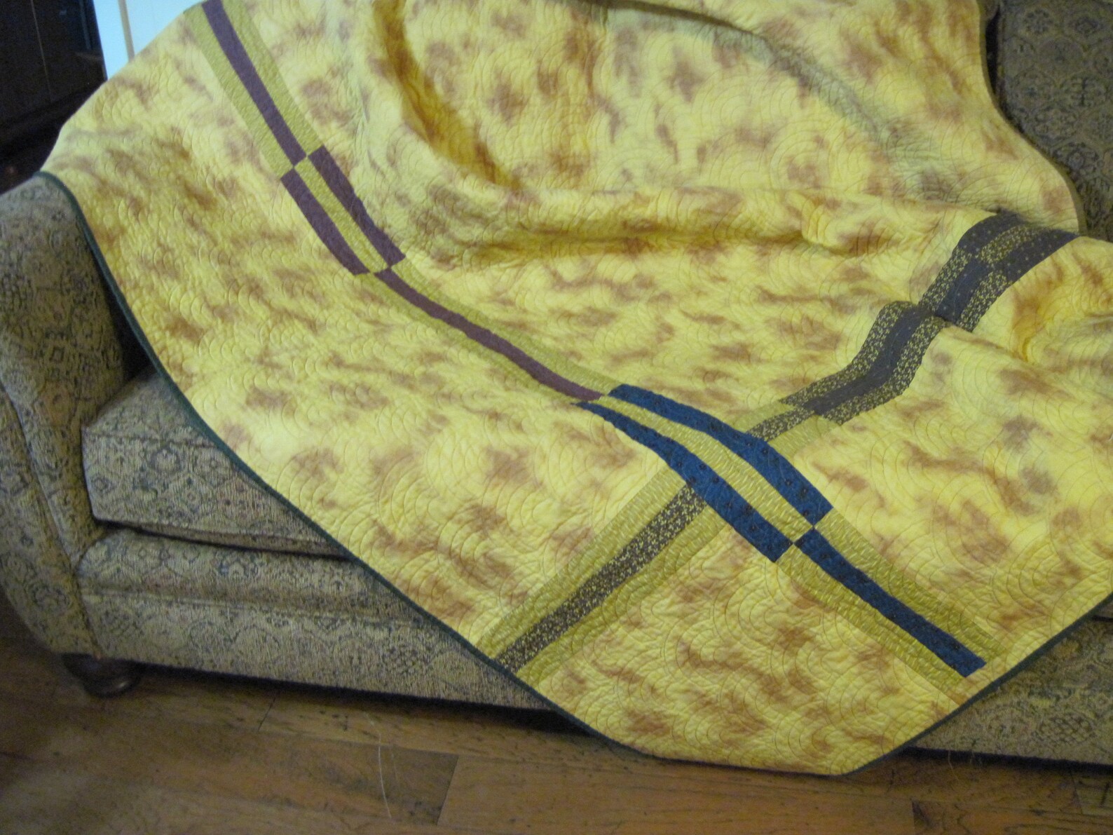 Multi-colored Quilt, Gold Quilt, Gender Neutral Quilt, Handmade Quilt ...