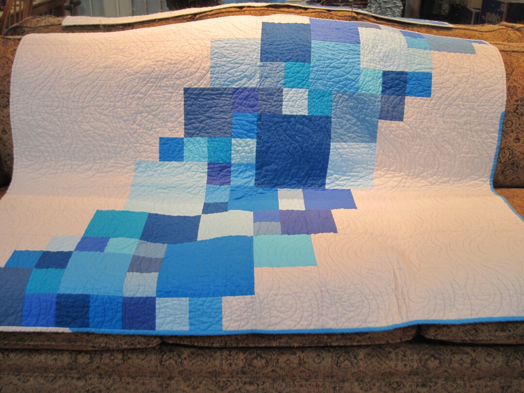 Blue and Gray Quilt - Etsy