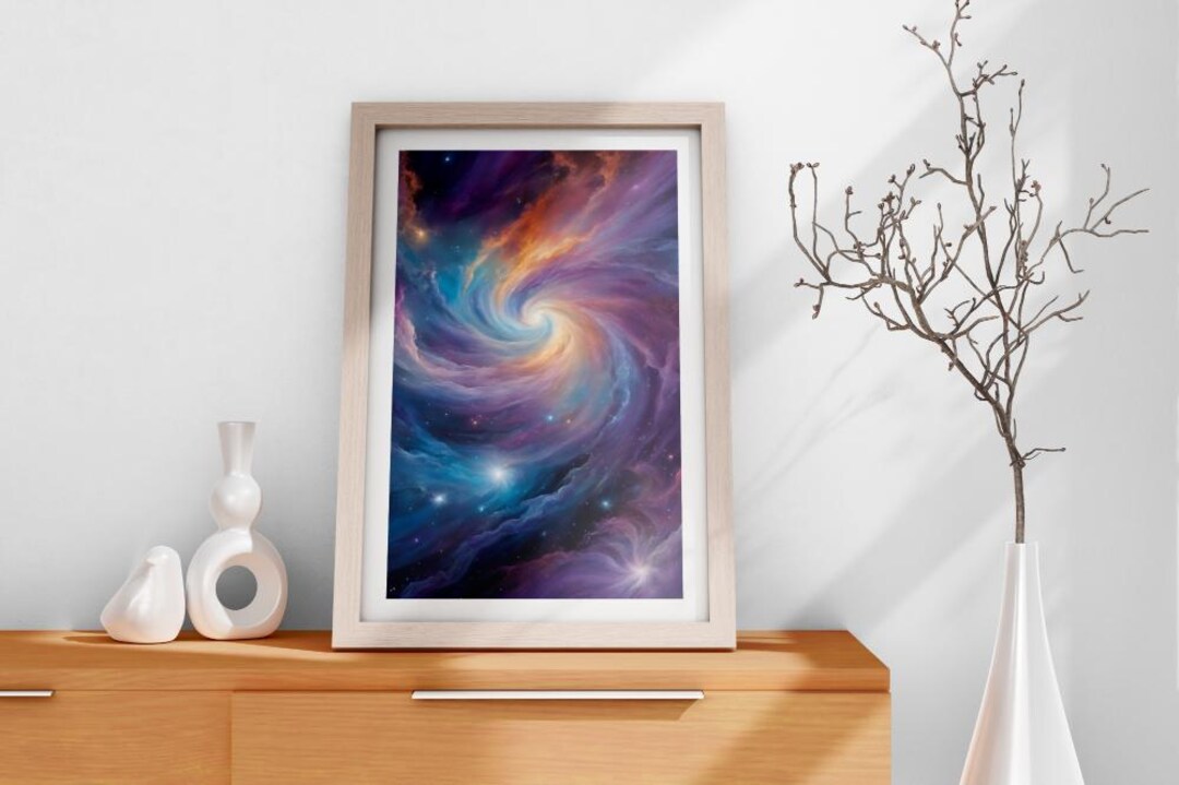 Galactic Abstract Digital Art Collection - Cosmic Nebula Wall Art, Set ...