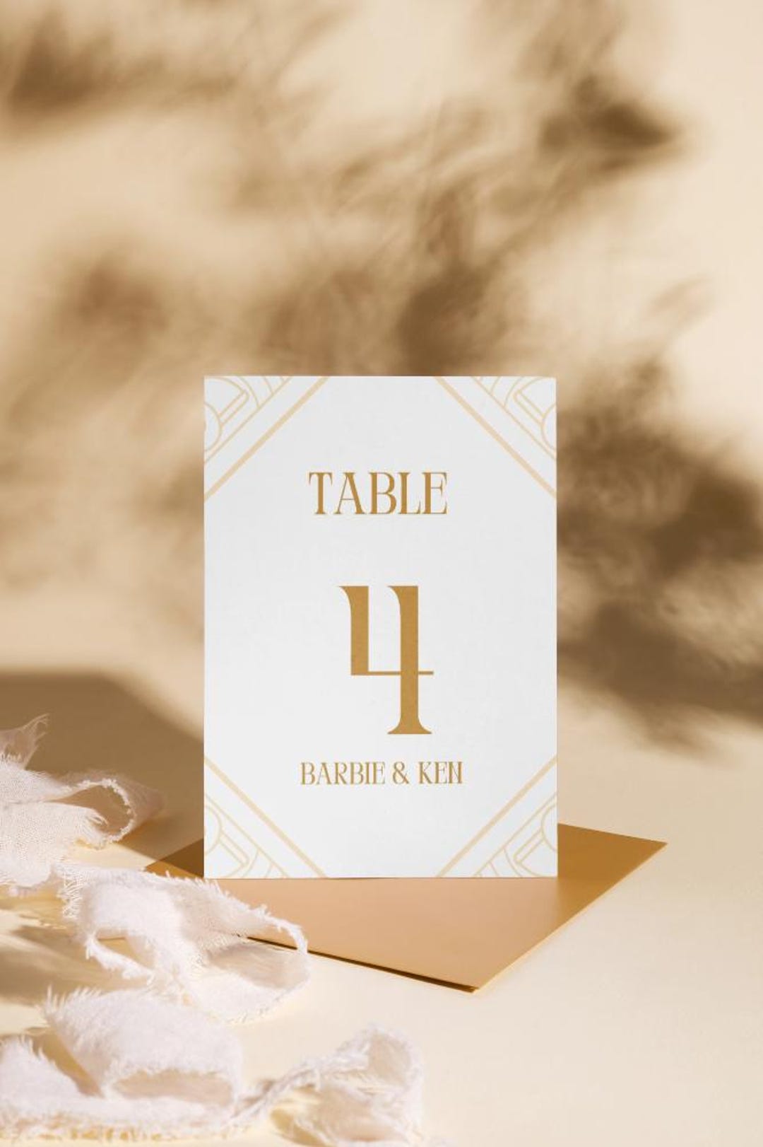 Art Deco Wedding Table Number Templates - Customizable Gold Design ...