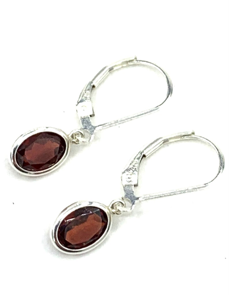 Garnet 8x6mm 2.75ctw Sterling Silver Backset Leverback - Etsy