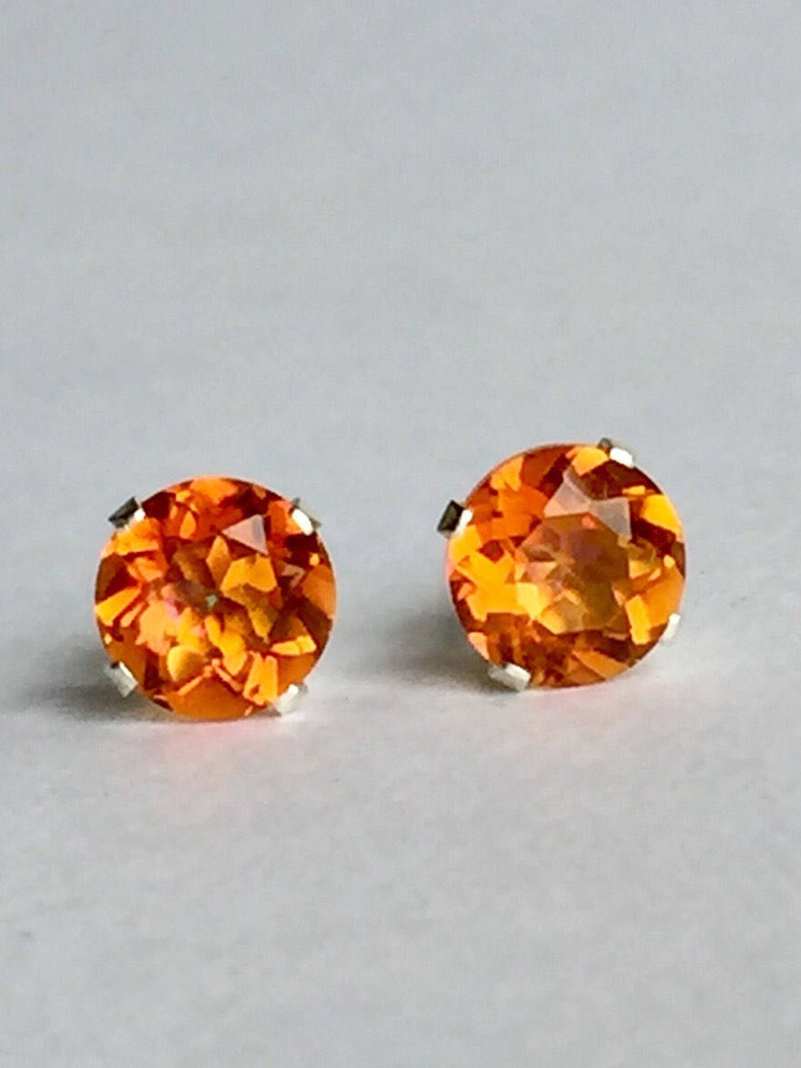 Orange Quartz 6mm 1.45ctw Sterling Silver Gemstone Stud - Etsy