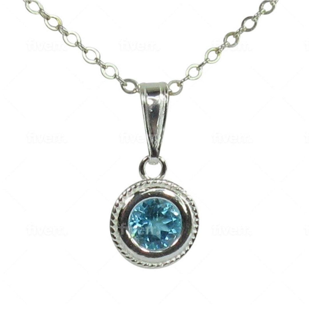 Apatite 6mm .90ct Backset Bezel Sterling Silver Necklace Pendant - Etsy UK