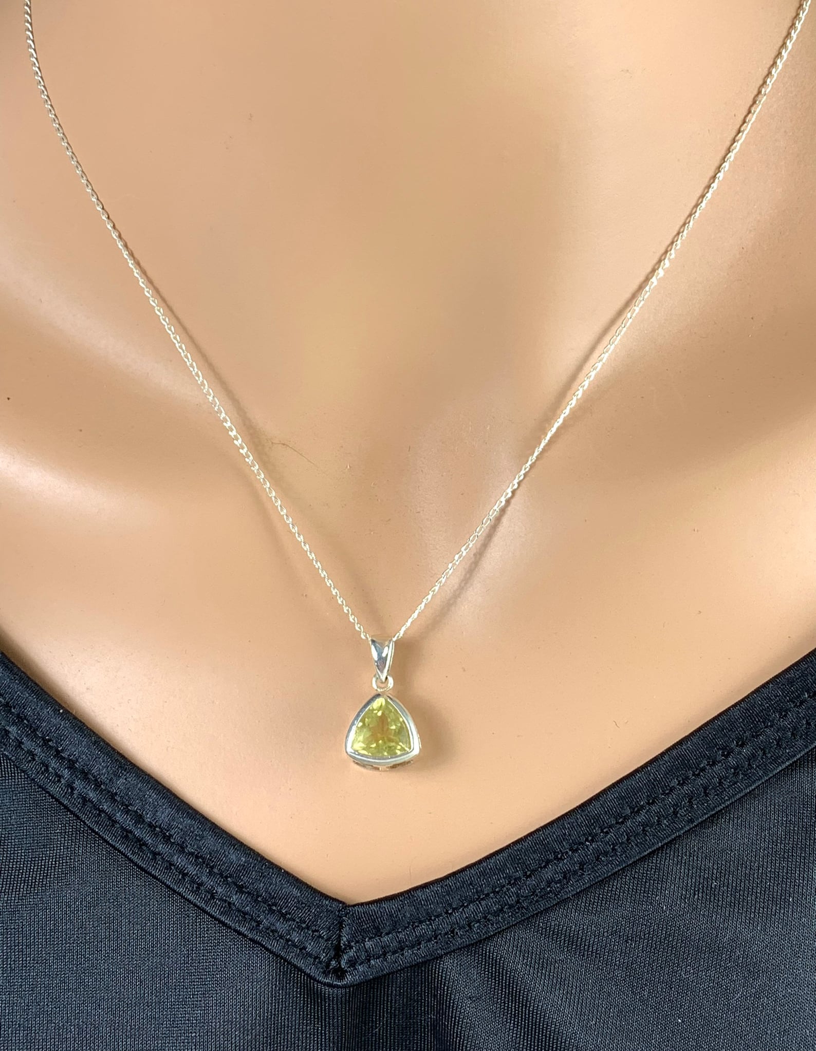 Lemon Quartz 10mm Trillion 3.60ct Backset Bezel Sterling Silver ...