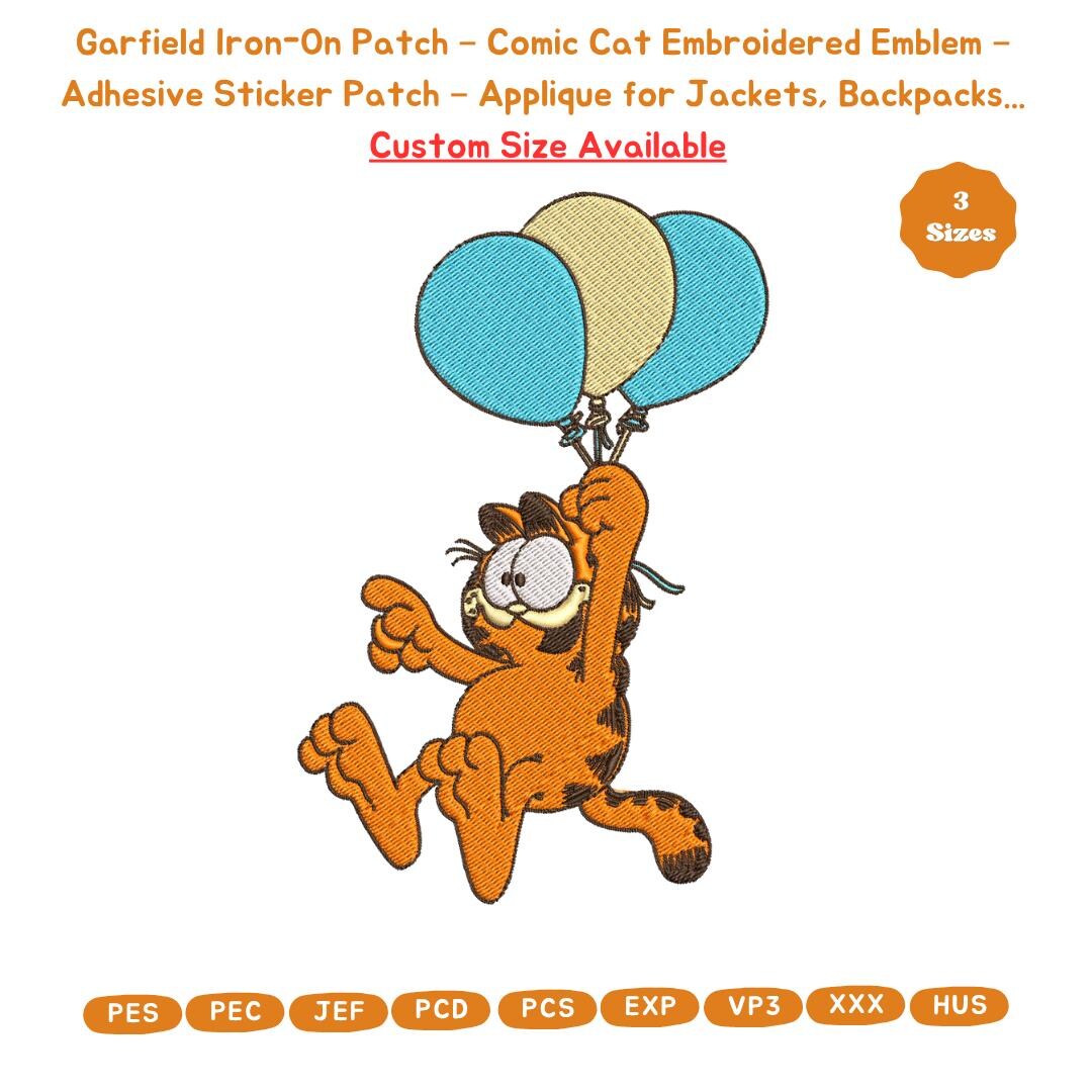 Garfield Iron-on Patch – Comic Cat Embroidered Emblem – Adhesive ...