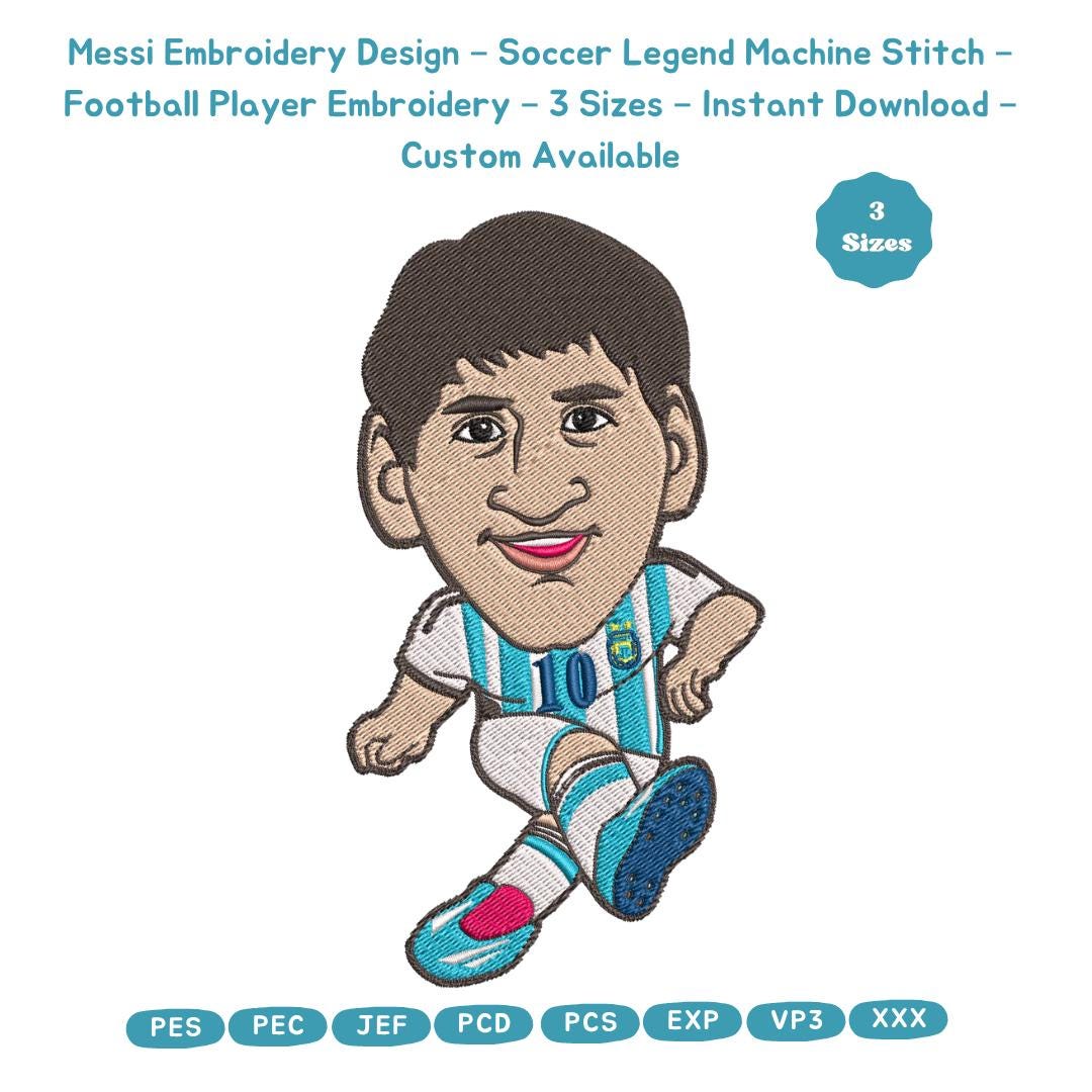 Messi Embroidery Design – Soccer Legend Machine Stitch – Football ...