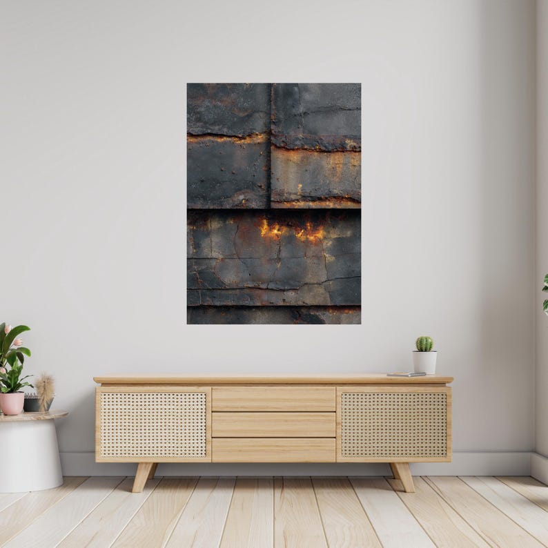 Rust Veins IV – Industrial Rust Texture Wall Art, Abstract Metal Canvas ...