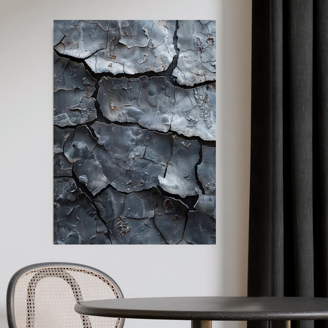 Fractured Metal Wall Art | Industrial Abstract Canvas | Cracked Steel ...