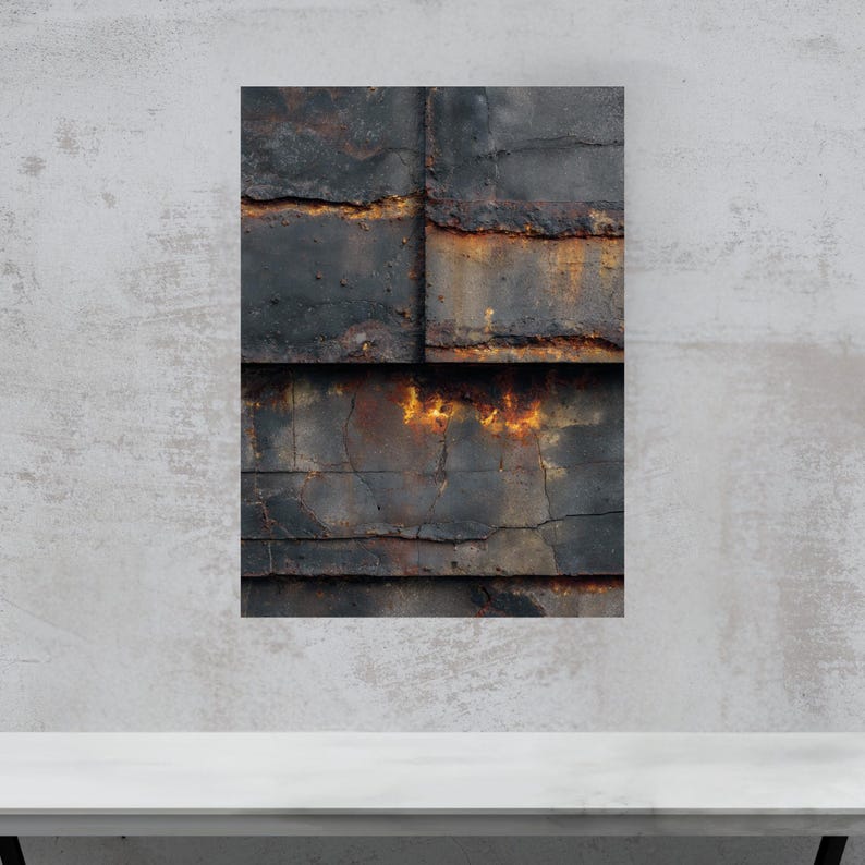 Rust Veins IV – Industrial Rust Texture Wall Art, Abstract Metal Canvas ...