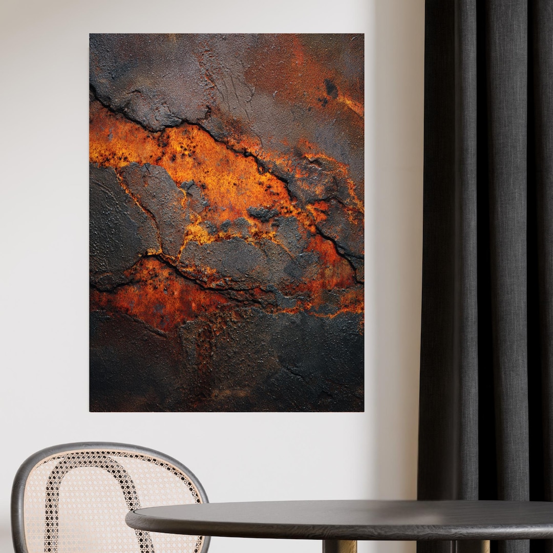 Rust Veins V – Industrial Rust Texture Wall Art, Abstract Metal Canvas ...
