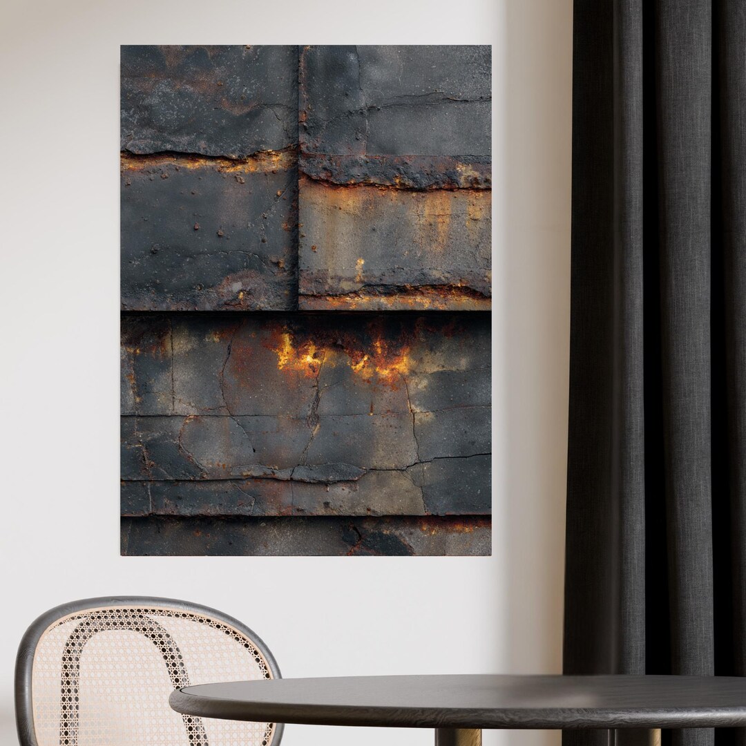 Rust Veins IV – Industrial Rust Texture Wall Art, Abstract Metal Canvas ...