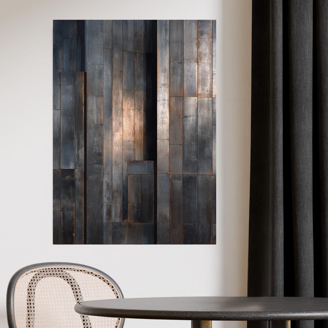 Industrial Vertical Panel Wall Art, Dark Steel Texture, Minimal Rust ...