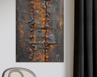 Rust Texture Wall Art | Industrial Abstract Canvas | Burnt Metal ...
