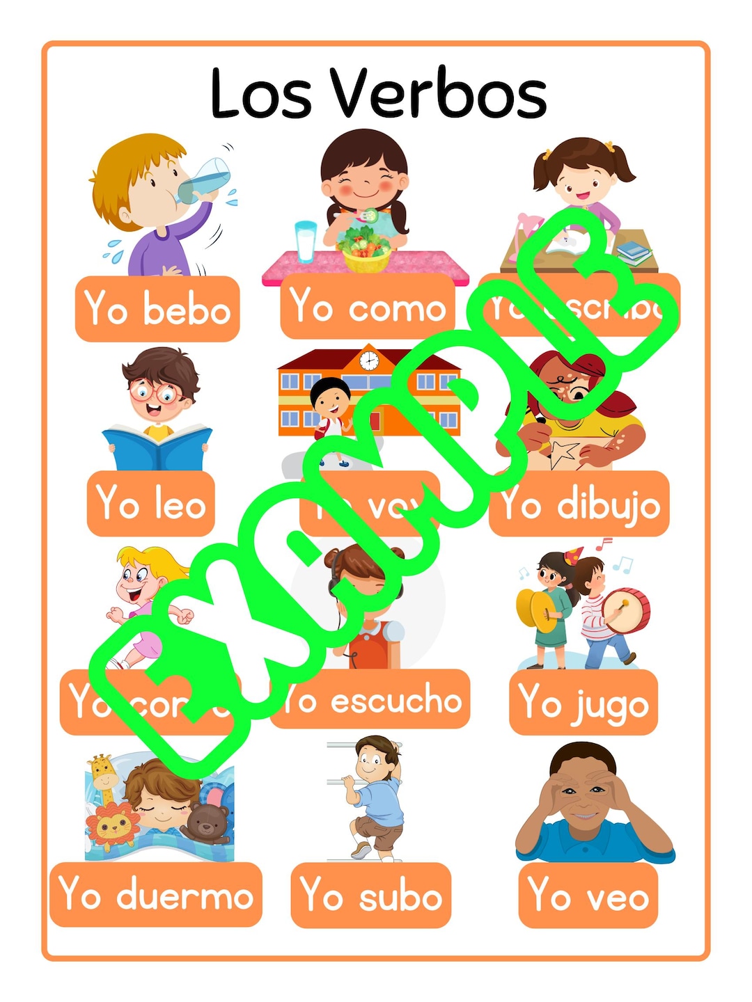 Homeschool Spanish Poster for Daycare Preschool Kindergarten Learn ...