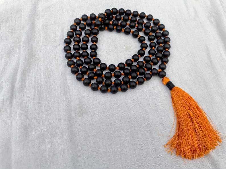 Ebony Karungali Mala Necklace | Wood Meditation Beads, Spiritual ...