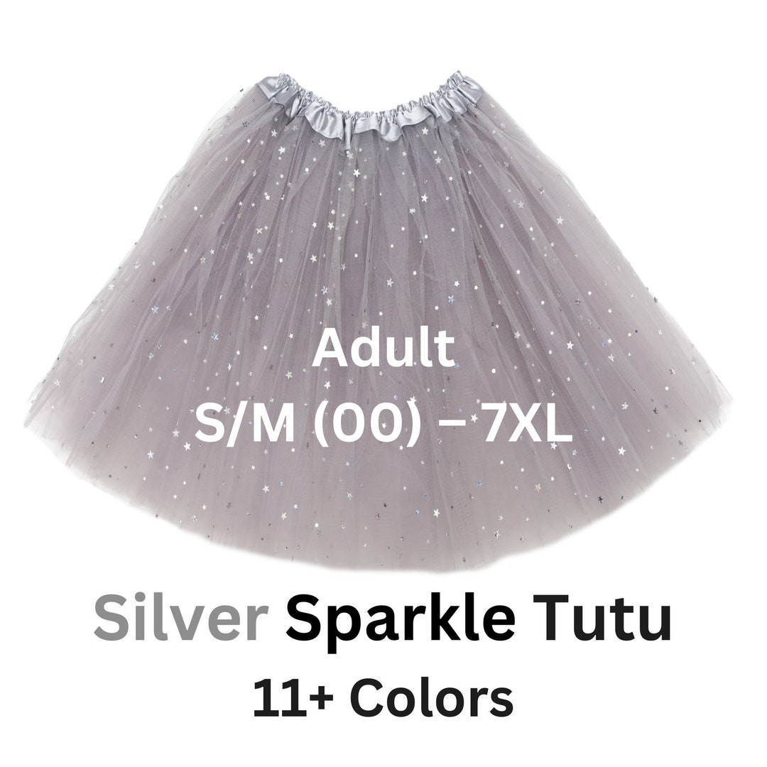 Tutu, Silver adult, sparkle tutu, womens tutu, plus size, tulle skirt ...