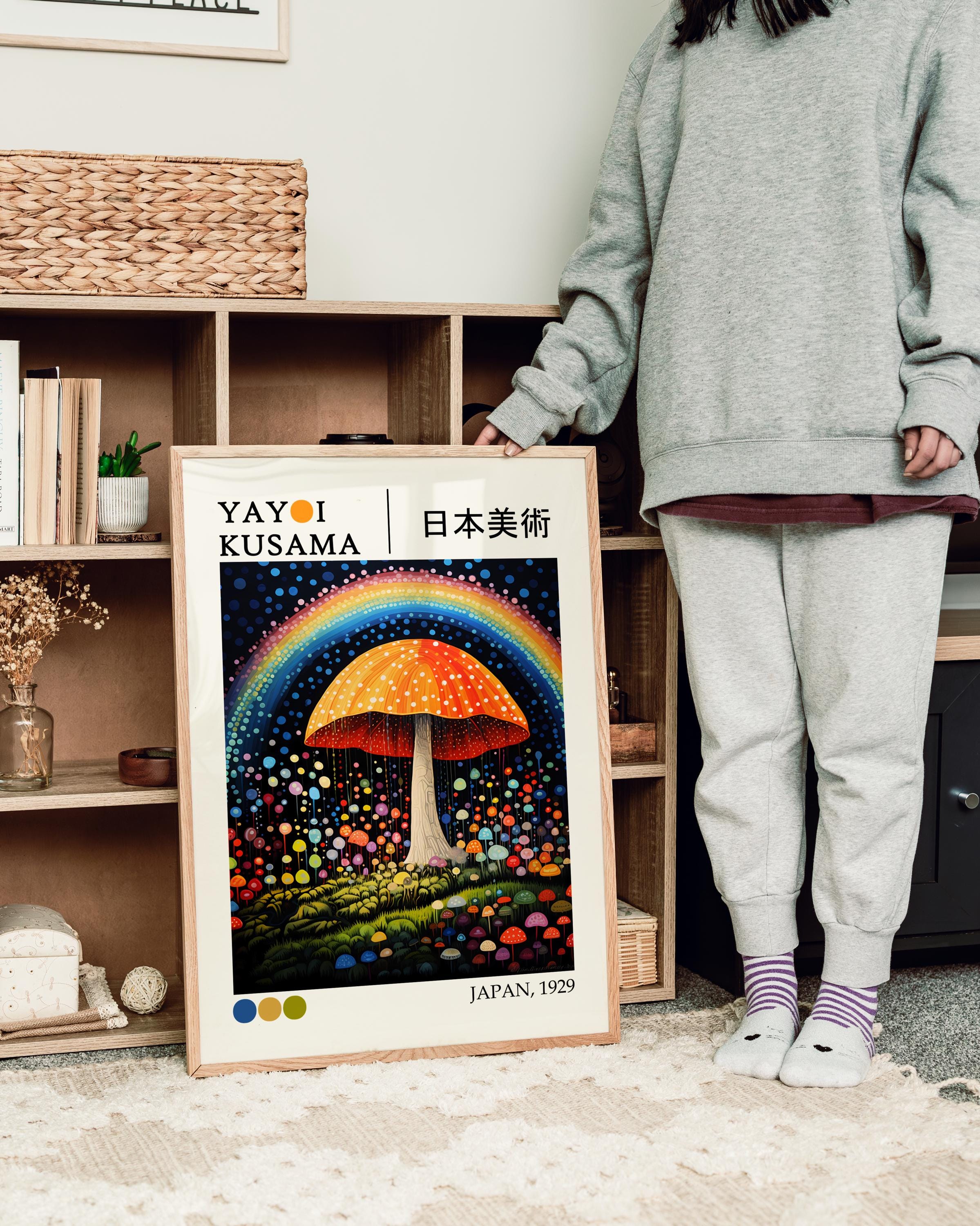 Digital Yayoi Kusama Mushroom Poster - Digital Japandi Wall Art, Kusama ...