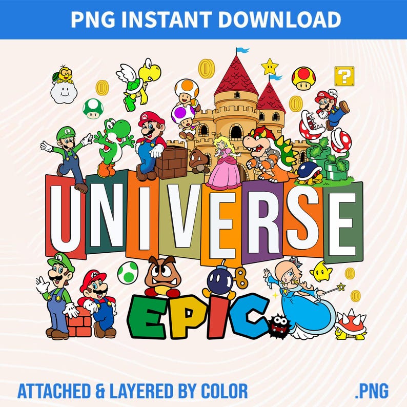 Universal Studios Mario 2026 PNG: Family Trip Sublimation Design ...