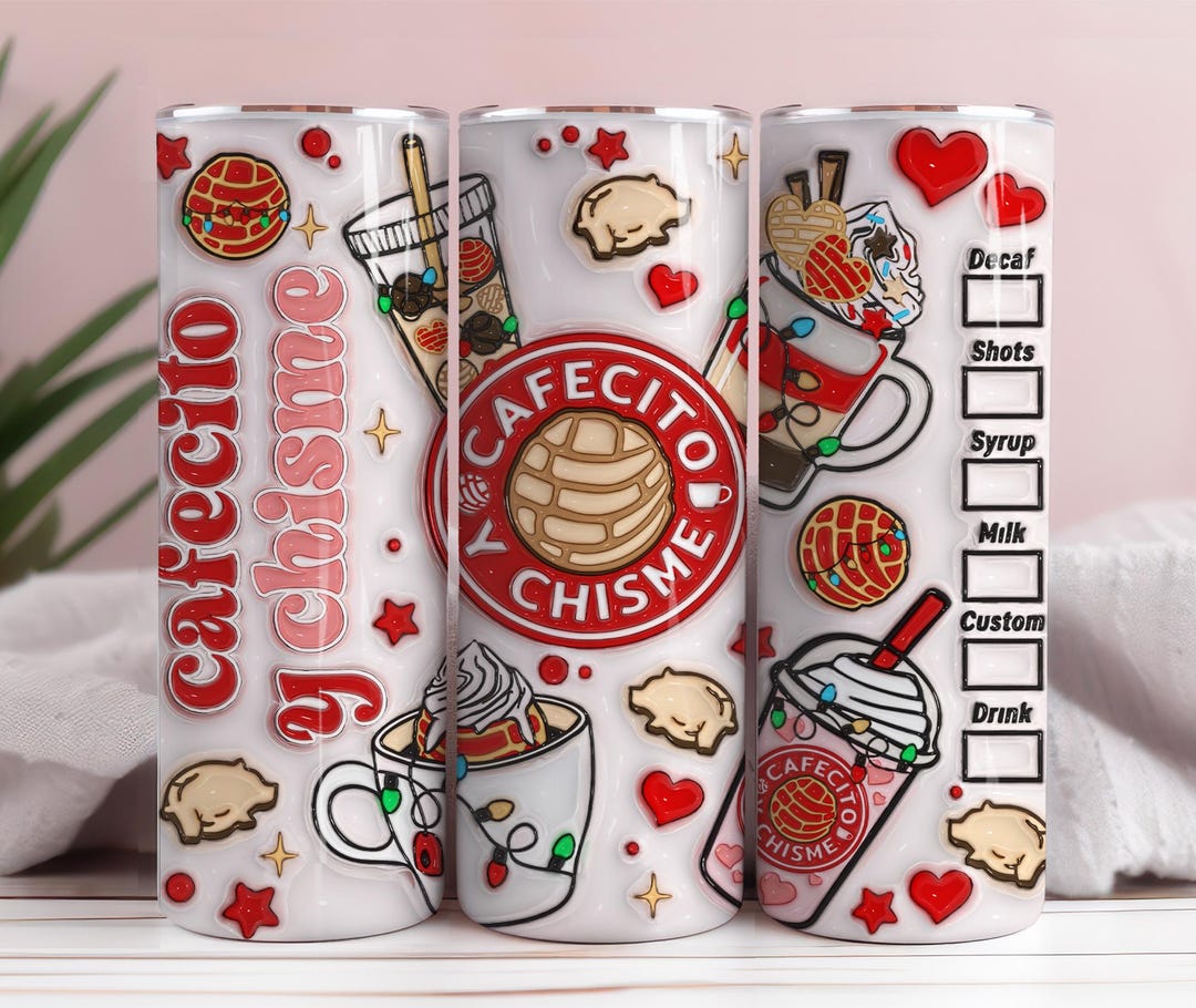 3D Cafecito Y Chisme Christmas Conchas Inflated Tumbler Wrap, Concha ...