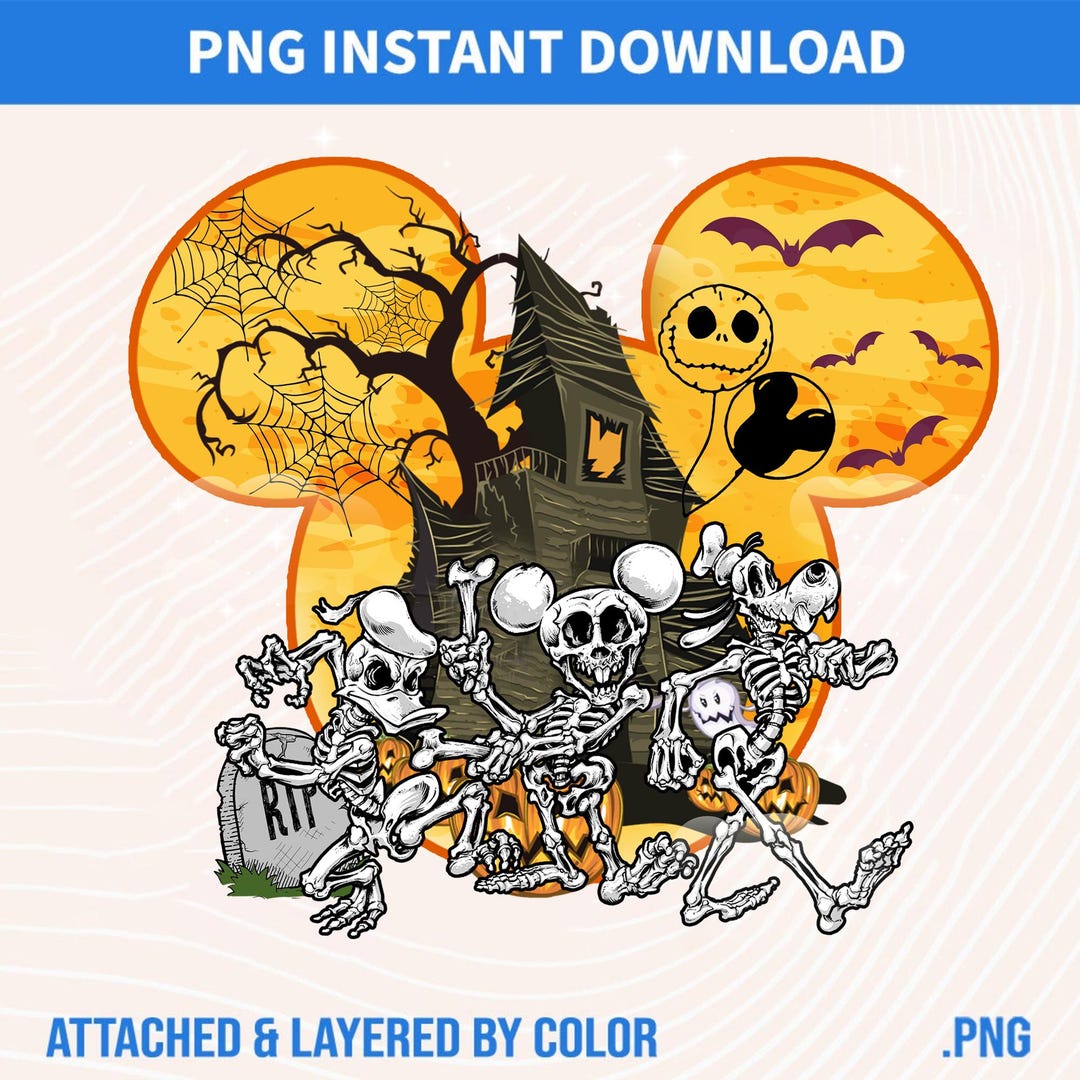 Funny Skeletons Theme Park PNG: Dancing Ghost, Mouse Ears (digital ...