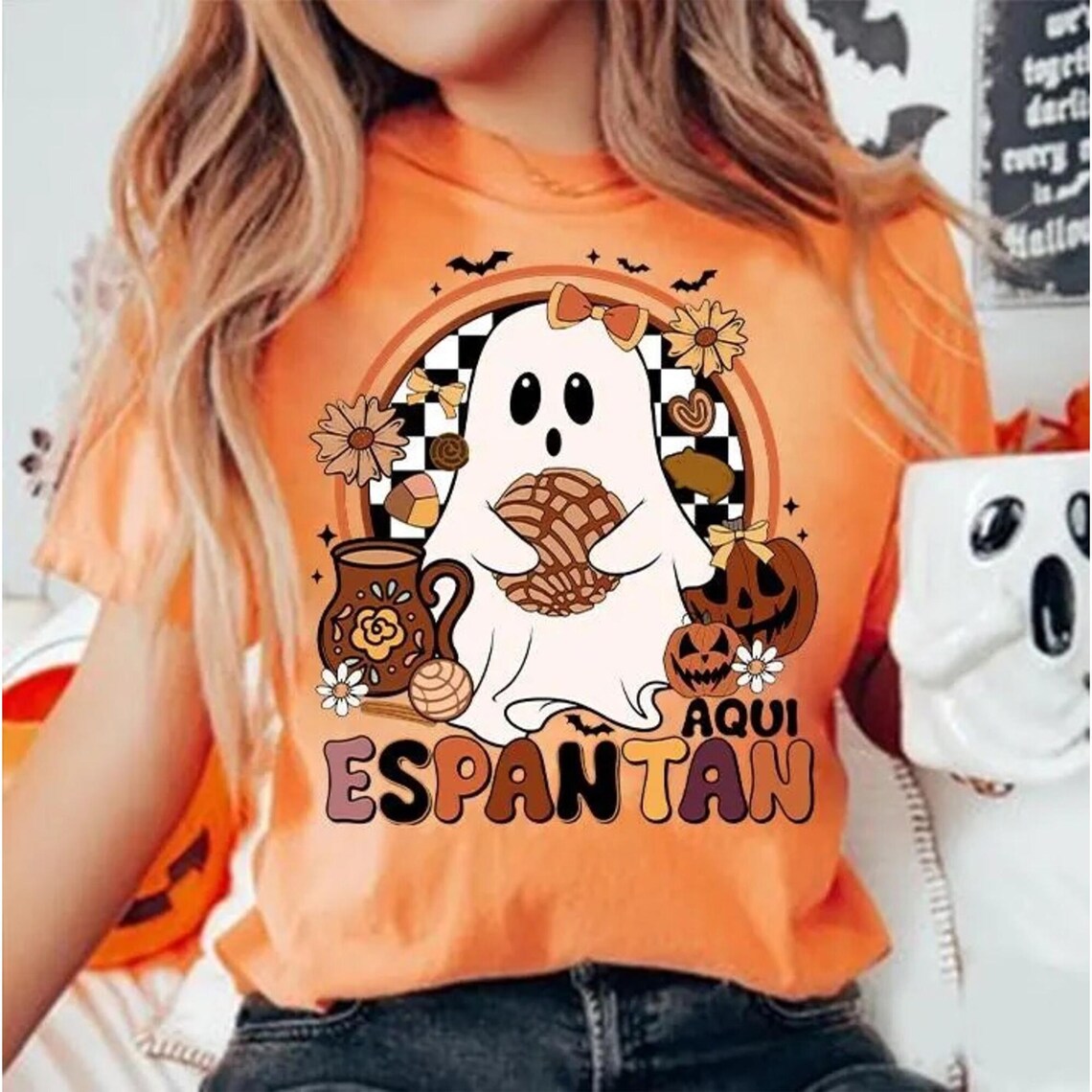 Spanish Halloween Ghost PNG: Aqui Espantan Digital Download - Etsy