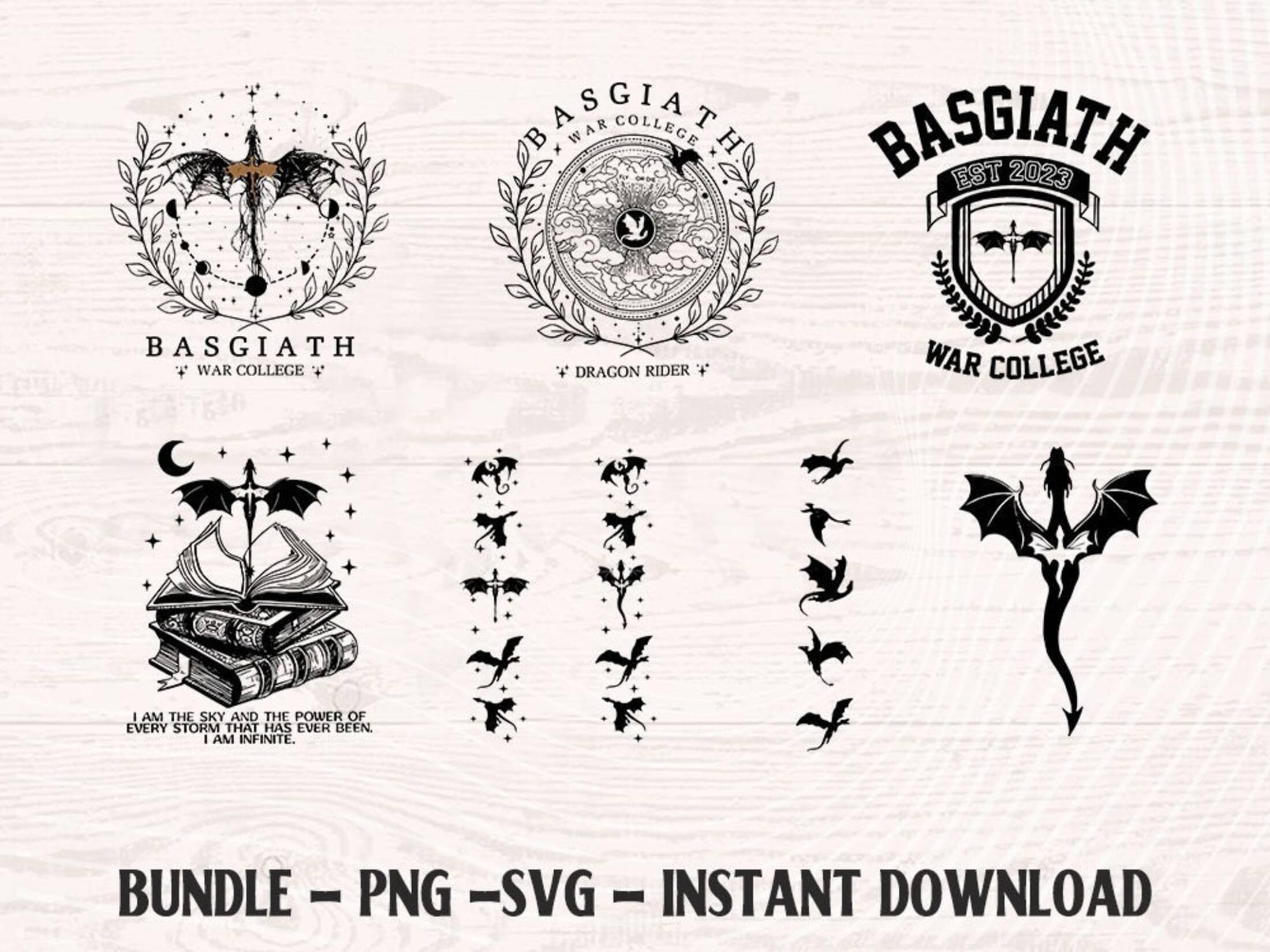 Fourth Wing SVG Bundle: Basgiath War College, Dragon Rider (digital ...
