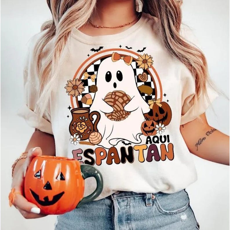 Spanish Halloween Ghost PNG: Aqui Espantan Digital Download - Etsy