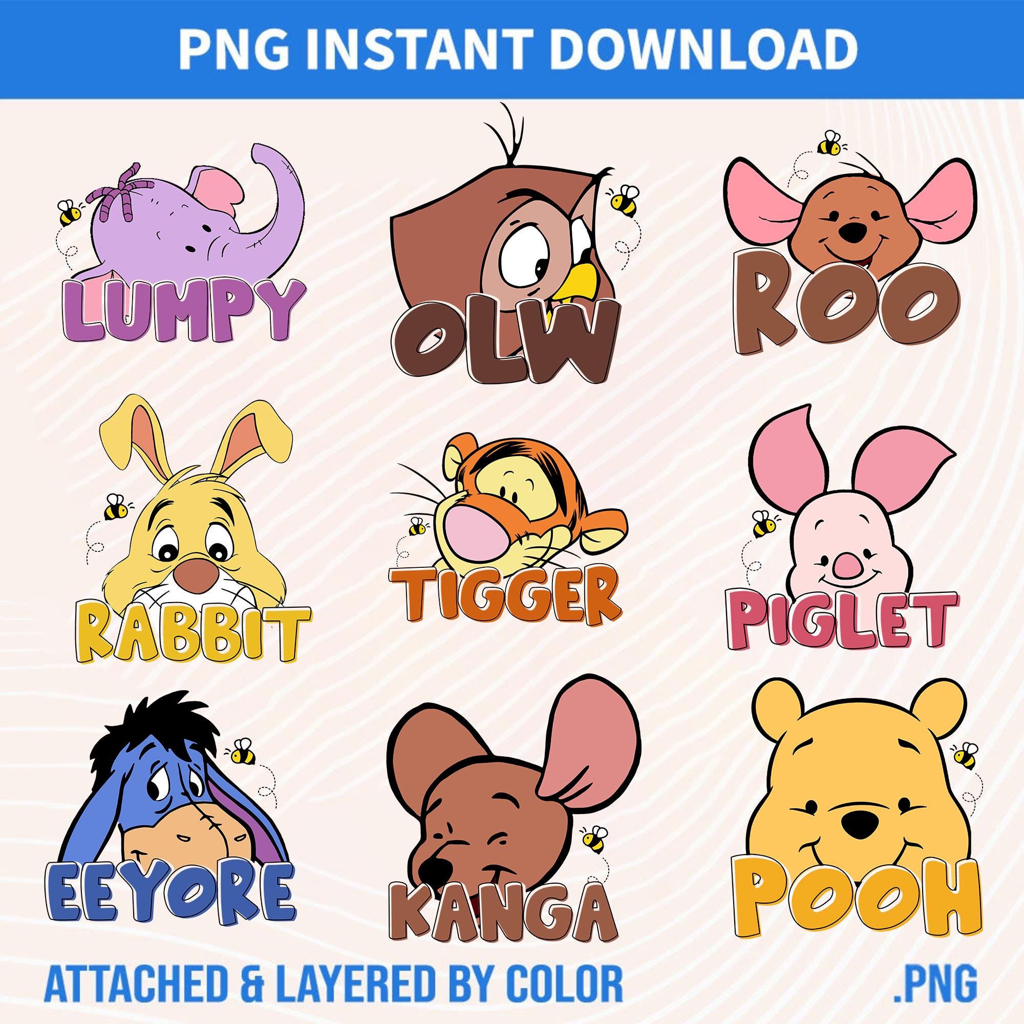Winnie the Pooh Character PNG Bundle: Colorful Designs (digital ...