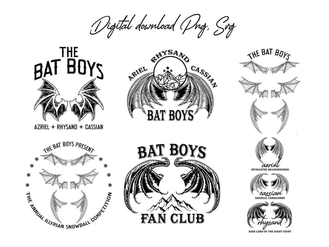 The Bat Boys Bundle Svg, Vintage Acotar Png, the Night Court Illyrians ...