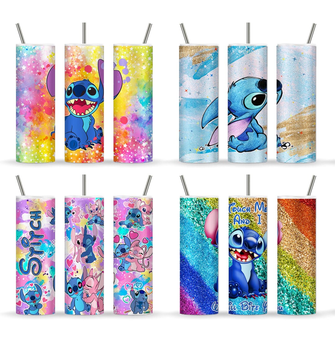Bundle Stitch Color Splash Cartoon Tumbler, 20oz Skinny Tumbler ...