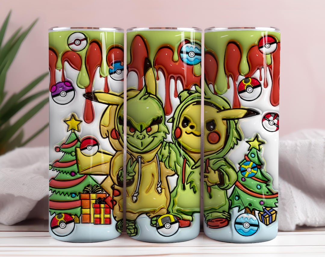 Inflated 3D Cartoon Poke Christmas Tumbler PNG, 3D Anime Cartoon ...