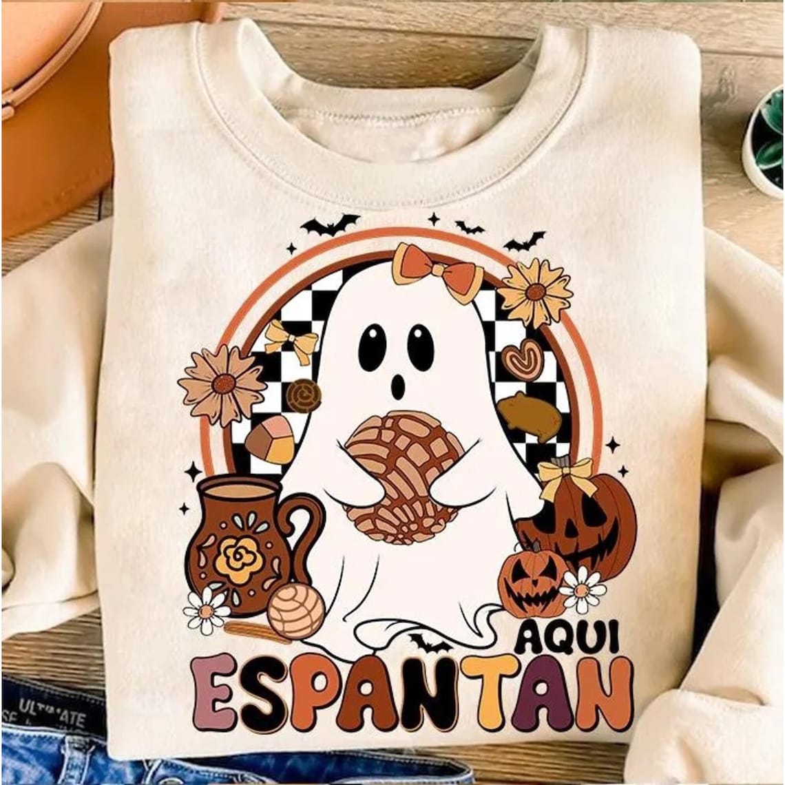 Spanish Halloween Ghost PNG: Aqui Espantan Digital Download - Etsy