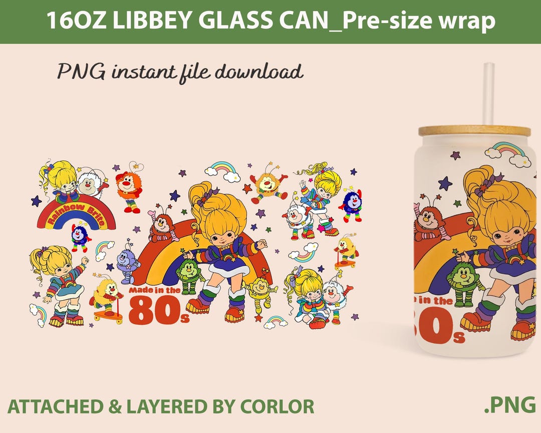 Rainbow Brite 80s Cartoon Libbey Glass Can PNG (digital Download) - Etsy