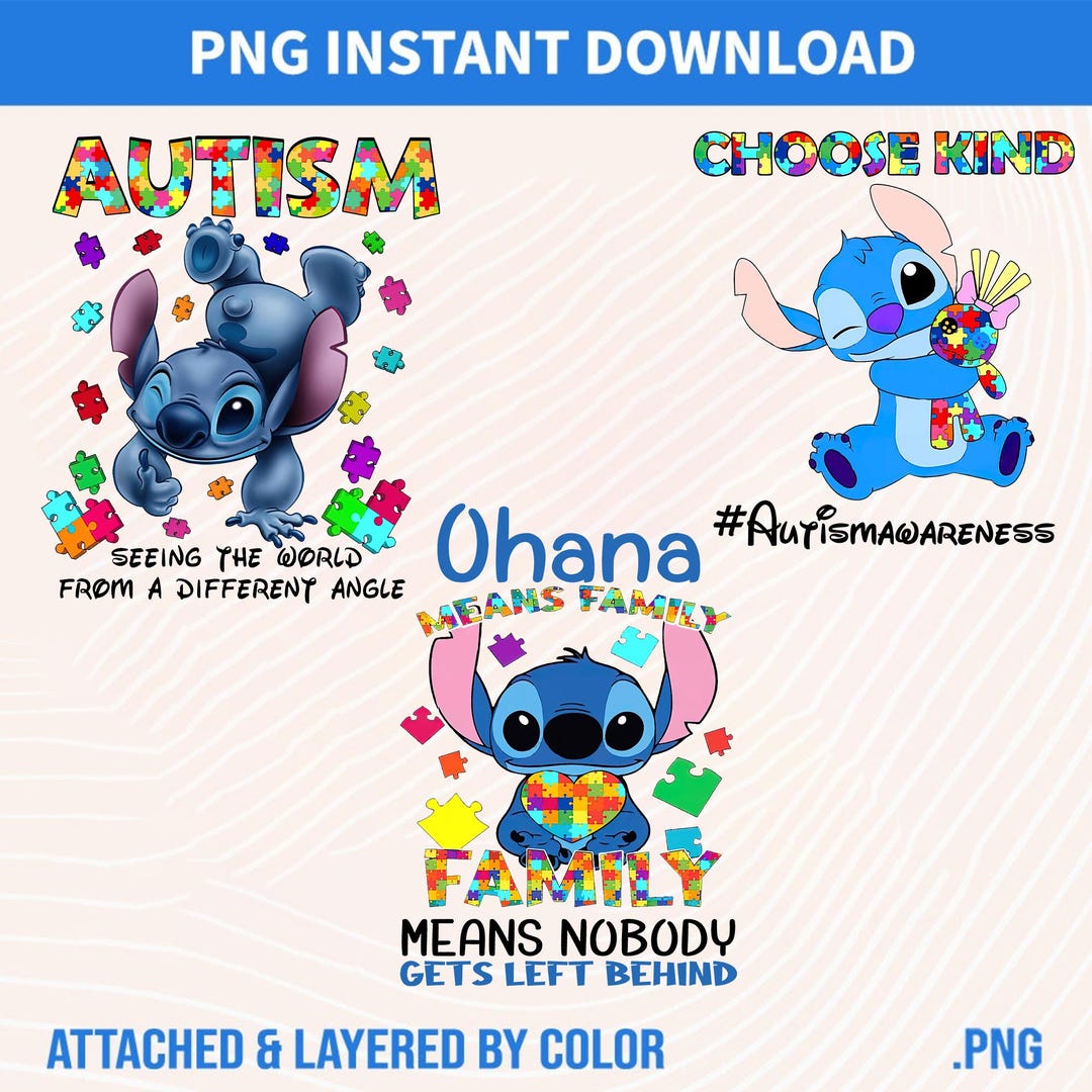 Stitch Autism Bundle PNG, Choose Kind Png, Be Kind Png, Autism ...
