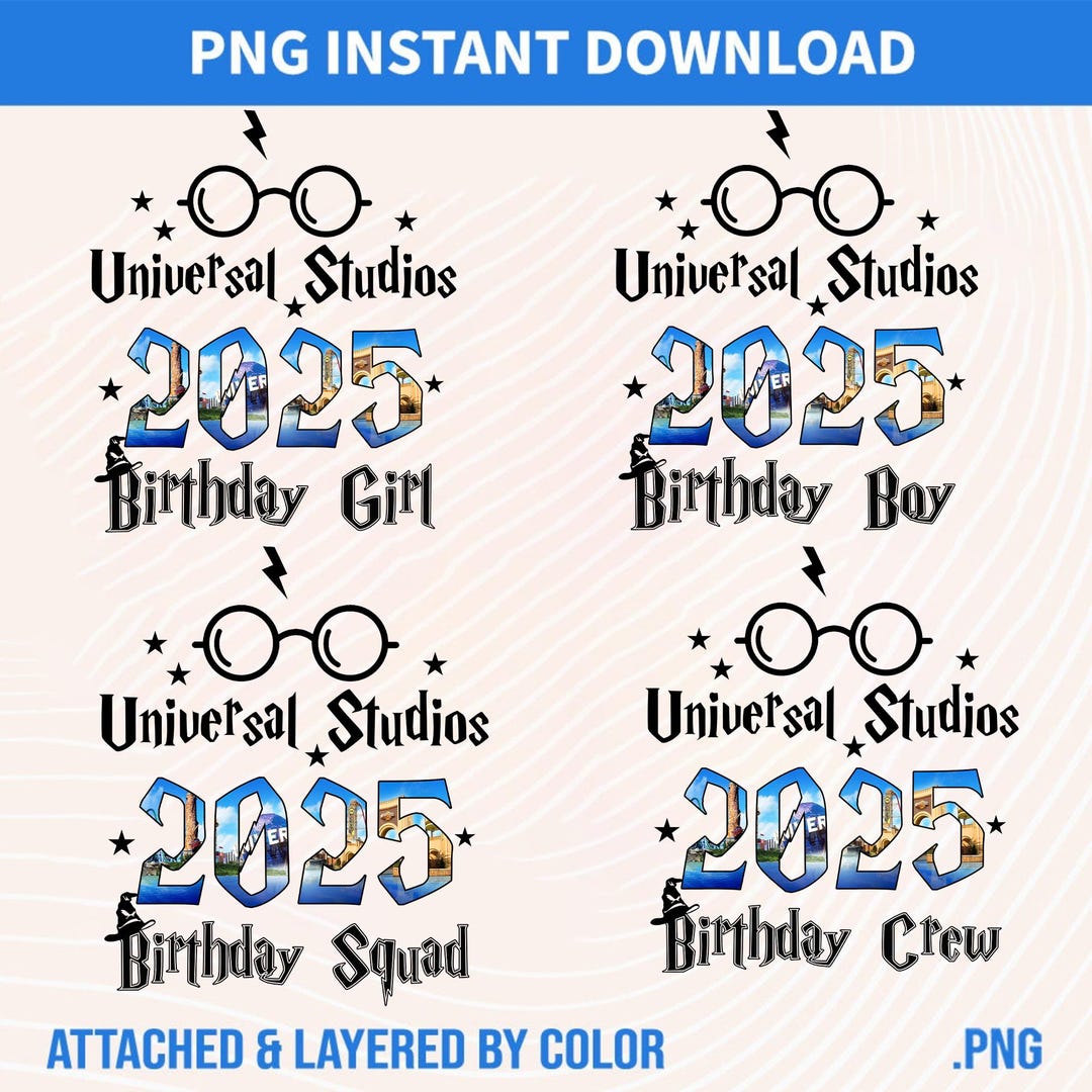 Universal Studios Birthday Squad PNG Bundle (digital Download) - Etsy