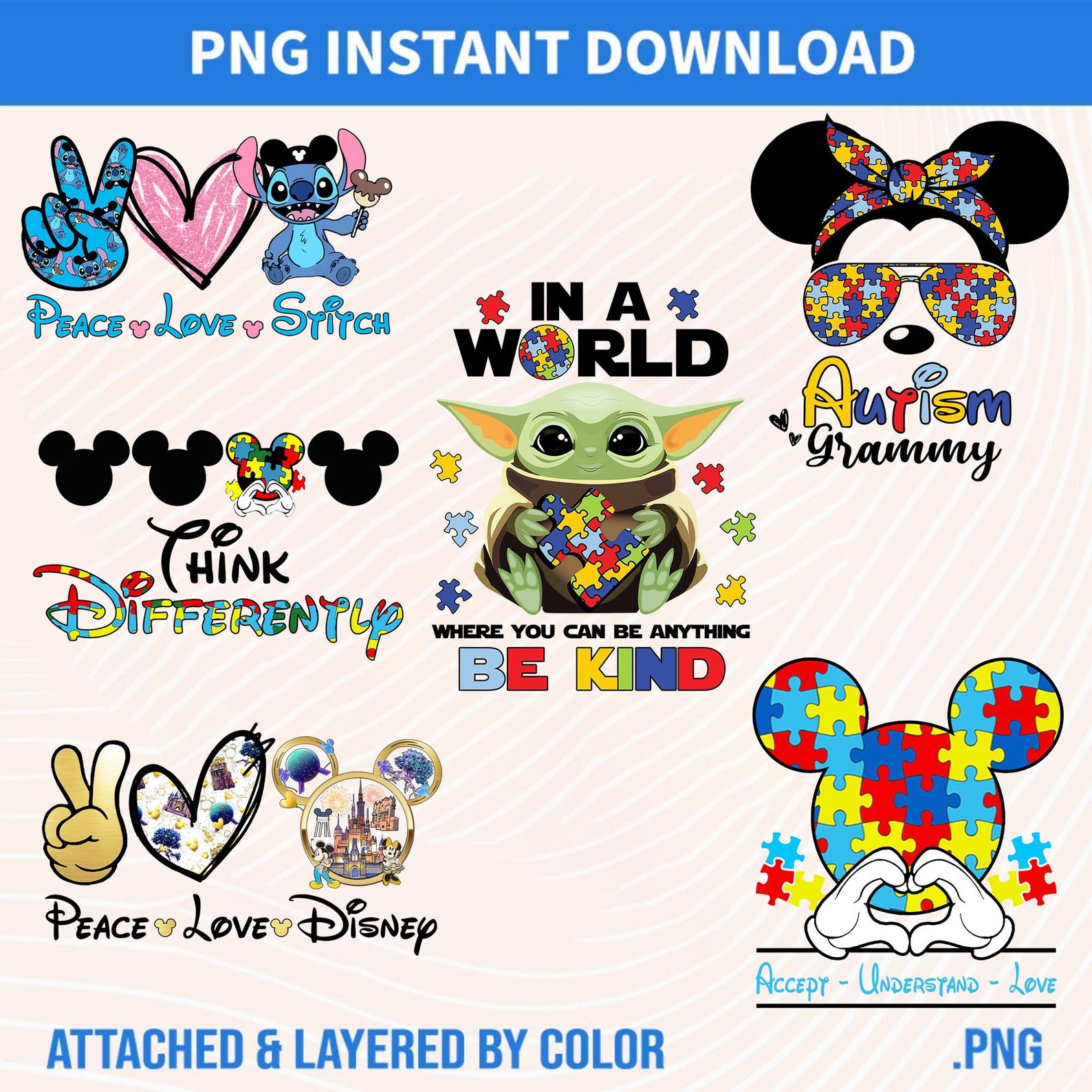 Cartoon Autism PNG Bundle, Autism Mouse PNG, It's Okay to Be Different ...