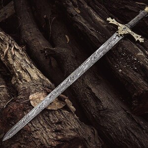 Handmade Templar Knights Sacred Holy Sword, Damascus Sword, Medieval ...