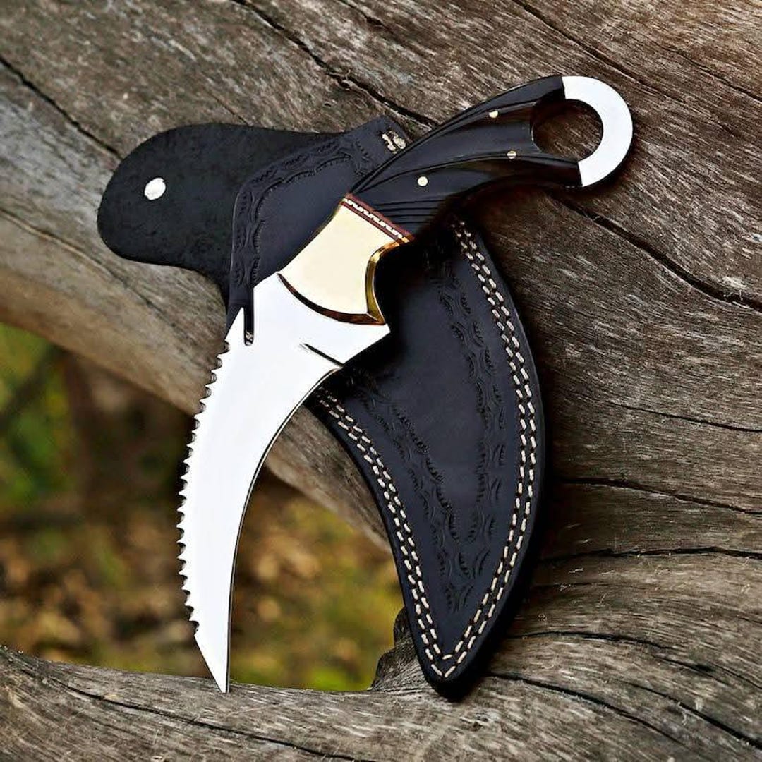 Handmade D2 Karambit Knife With Sheath, 5in Blade Tactical Claw Knife ...