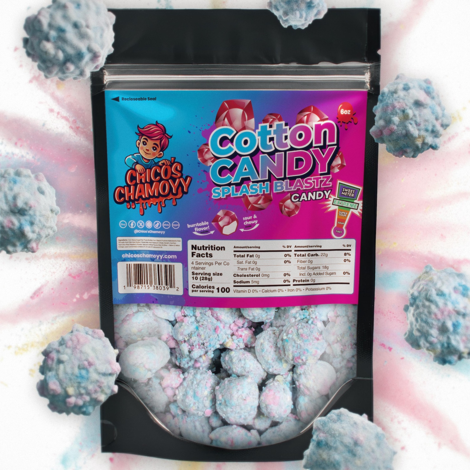 Cotton Candy Viral Gushers 6oz Splash Blastz + Watermelon Cotton Candy ...