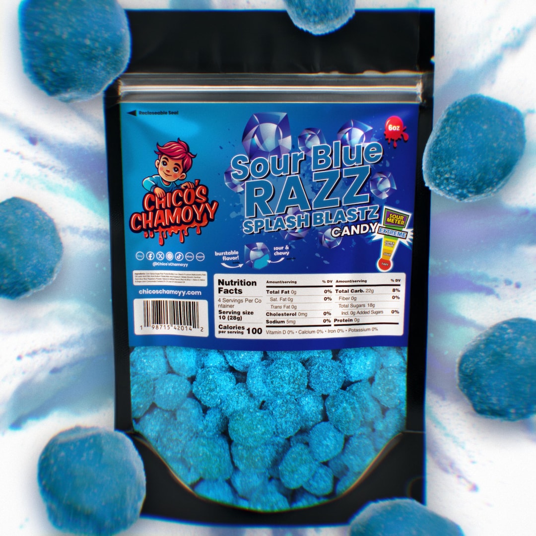 Sour Blue Razz Viral Gushers Splash Blastz 6oz Candy (no Chamoy) - Etsy