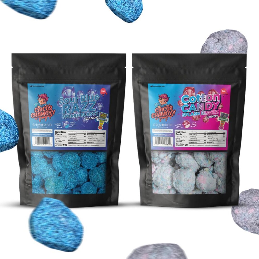 Sour Blue Razz Splash Blastz 6oz Viral Gushers + Cotton Candy Splash ...